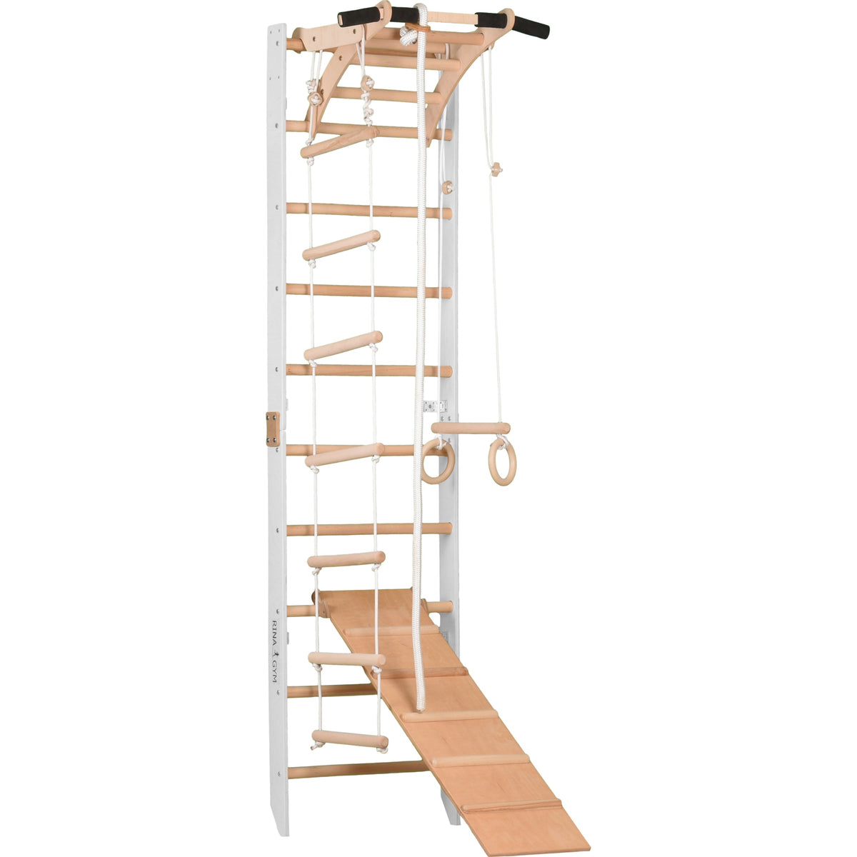 Wall Bars with Climbing Ramp & Pull-Up Bar | SPR A+Slide White ...